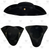 Colonial Tri-corner Hat (Black, W/Gold Braid Trim, W/ White Trim, or B ...
