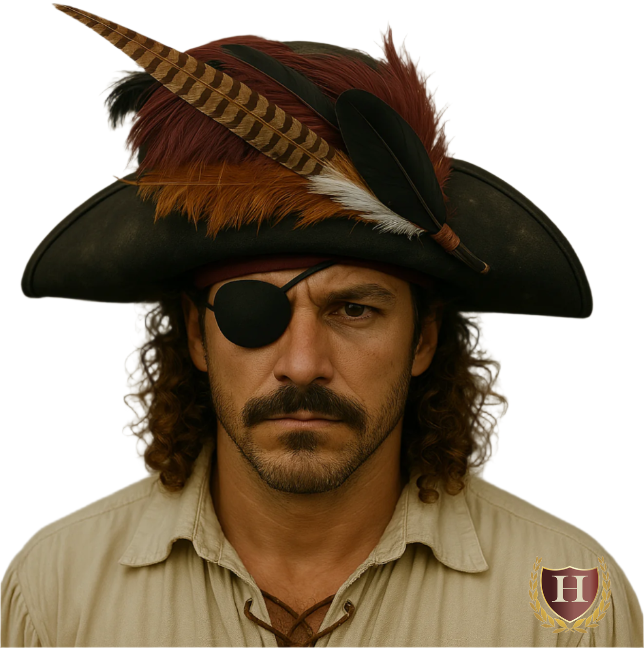 Blackbeard Pirate Hat – Weathered Faux Leather Hat with Feather Accent ...