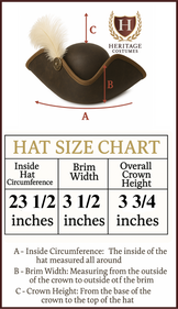 Colonial Tri-corner Hat (Black, W/Gold Braid Trim, W/ White Trim, or B ...