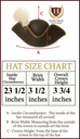 Colonial Tri-corner Hat (Black, W/Gold Braid Trim, W/ White Trim, or B ...